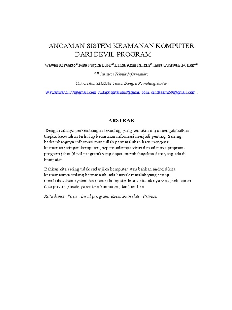 Ancaman Devil Program pada Keamanan Komputer | PDF