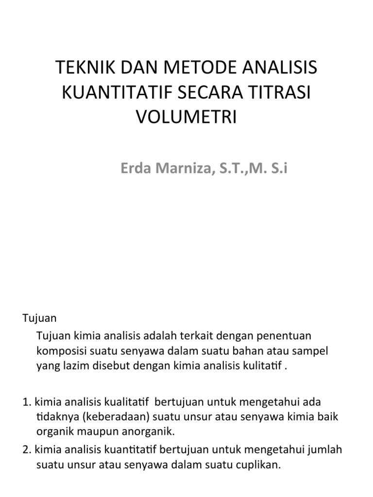 Analisis Kuantitatif Secara Titrasi Volumetri | PDF