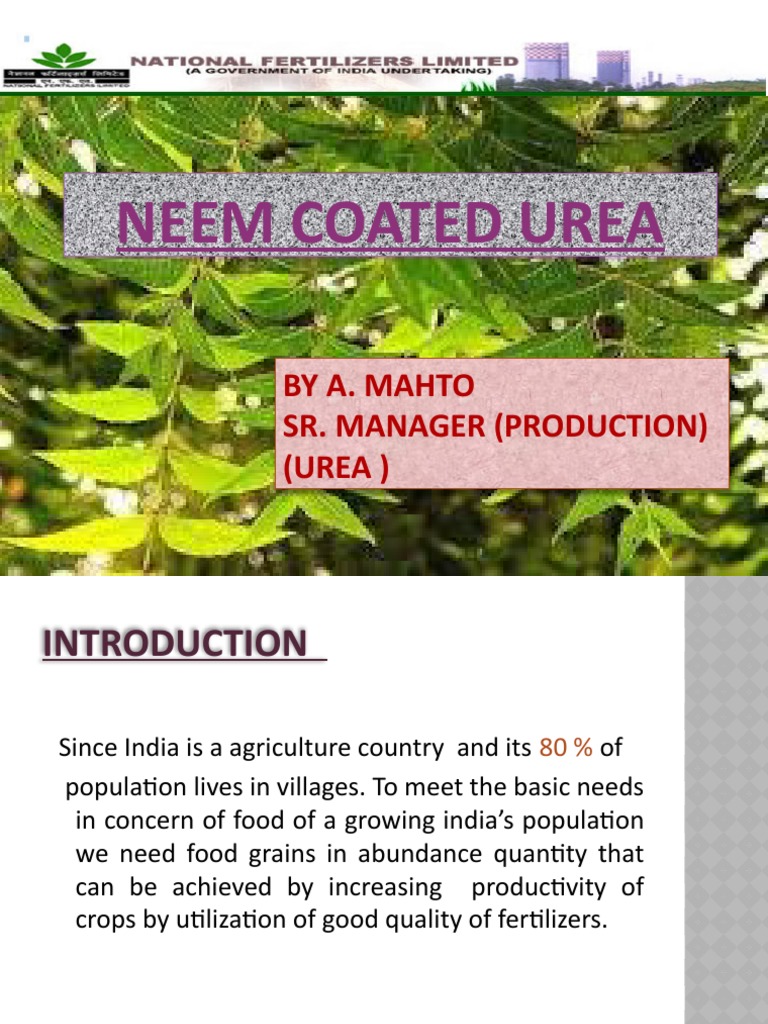 Neem Coated Urea | PDF | Fertilizer | Soil