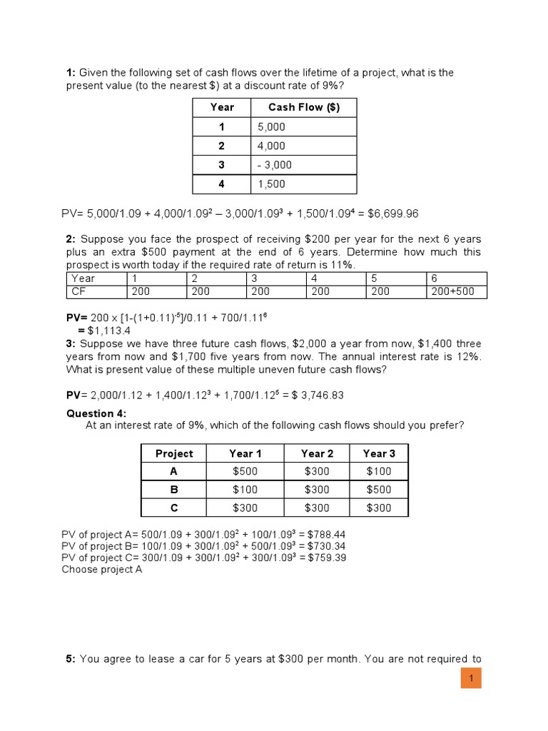 Chapter Time Value of Money Exercise | PDF | Interest | Present Value