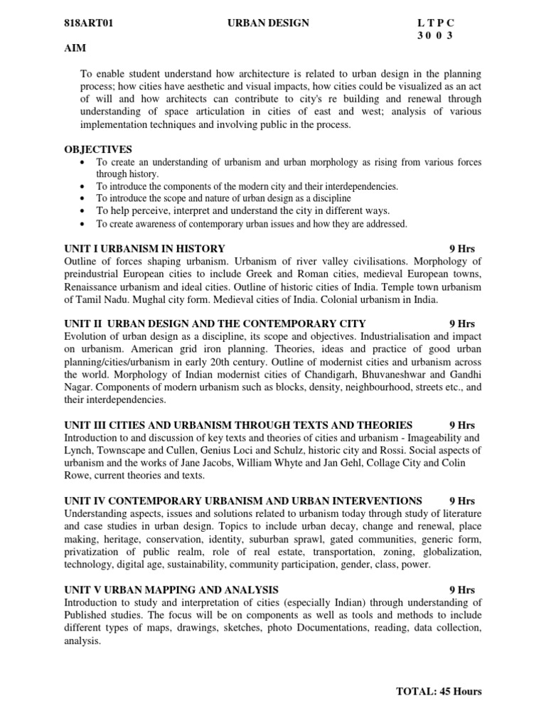 B-Arch Syllabus | PDF | Project Management | Urban Design