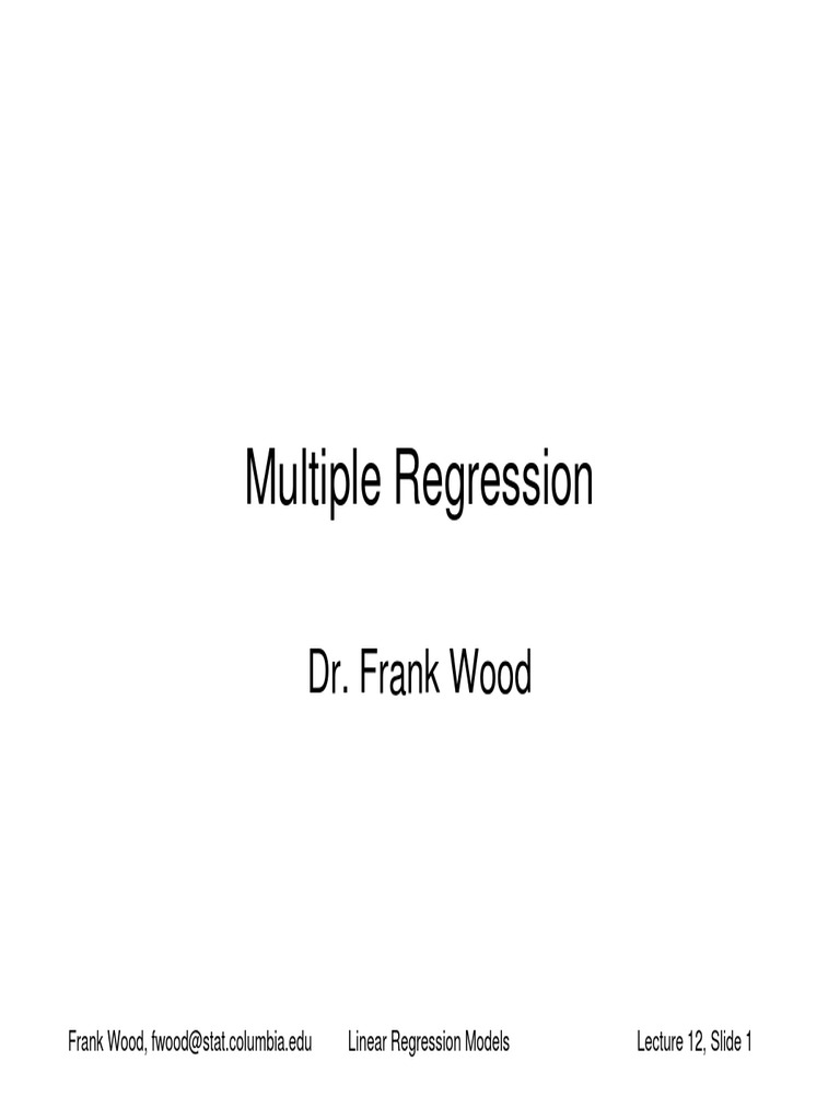 Lecture - 12 (Multiple Regression by Matrix Method) | PDF | Regression ...