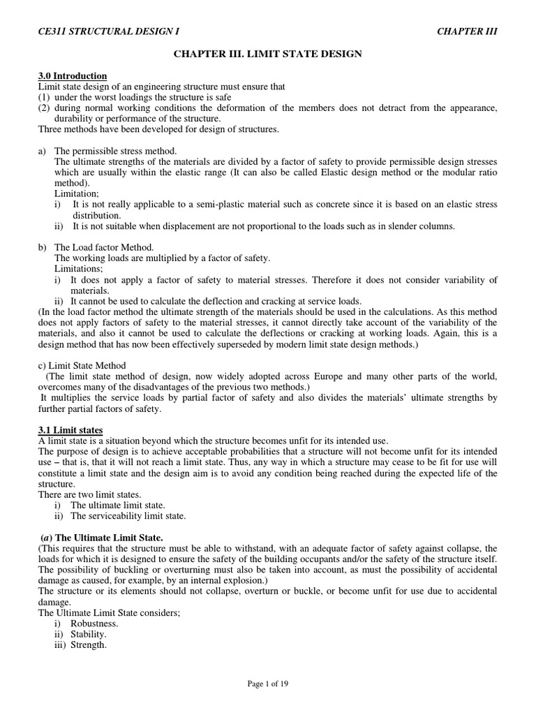 Chapter Iii. Limit State Design | Download Free PDF | Strength Of ...