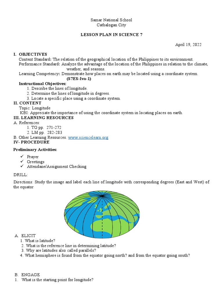Lesson Plan Lesson 2 Longitude | PDF | Longitude | Latitude Lesson Plan Lesson 2 Longitude | PDF | Longitude | Latitude