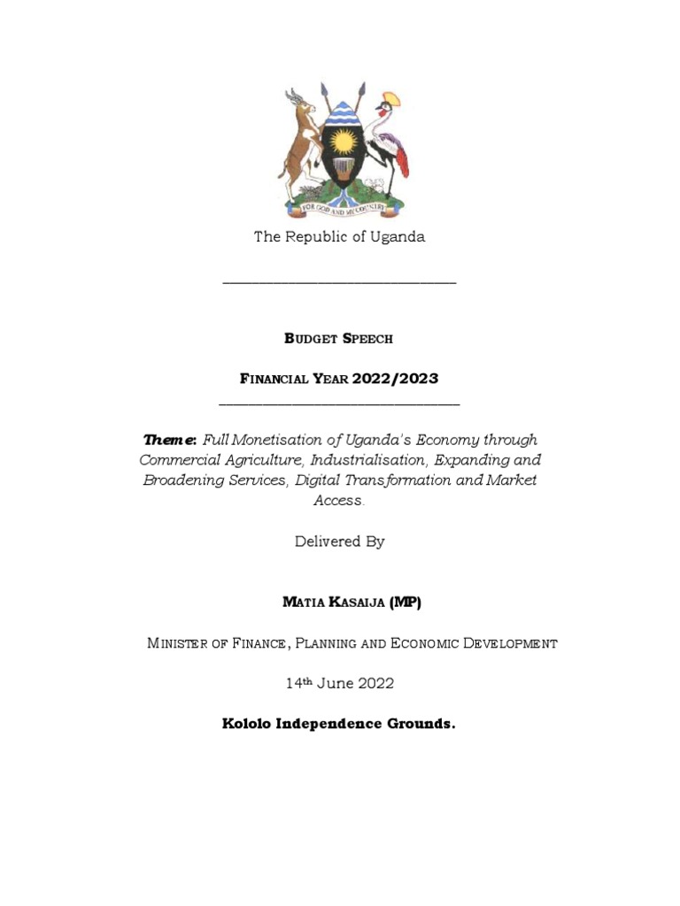 Uganda Budget 2022/23 Overview | PDF | Agriculture | Economic Growth