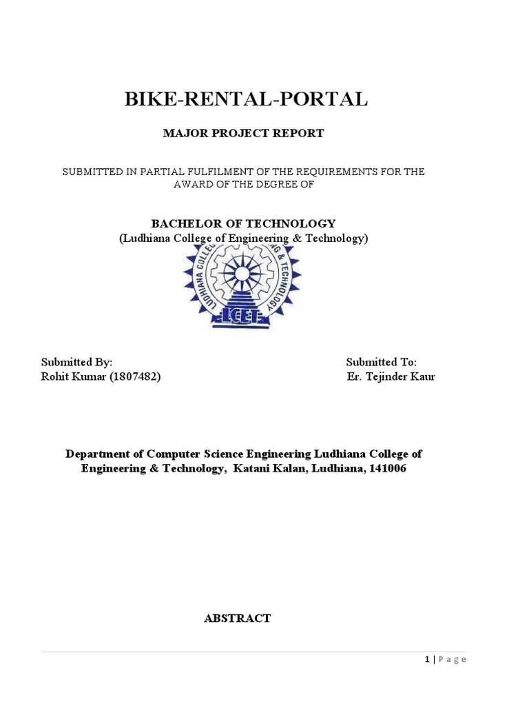 Bike-Rental-Portal: Major Project Report | PDF | Html | Internet & Web