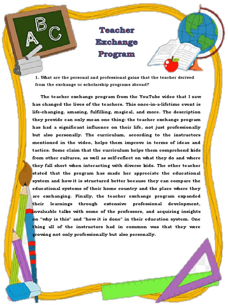 Teacher Exchange Programs | PDF | Teachers | Communication