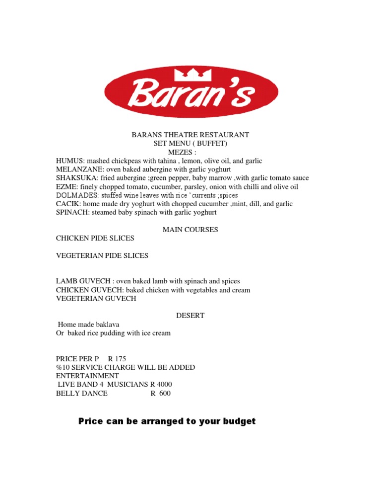 Baran Menu | PDF