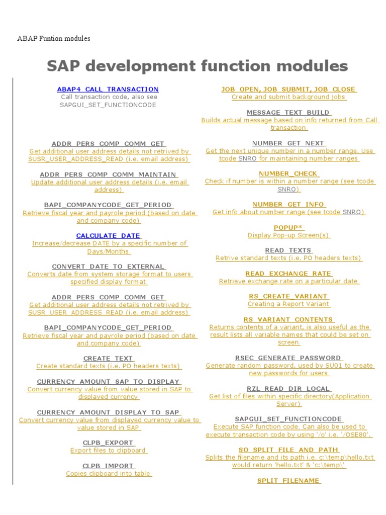 ABAP Funtion Modules | PDF | File Format | Email