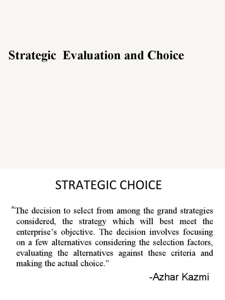 Strategic Evaluation and Choice | Download Free PDF | Strategic ...
