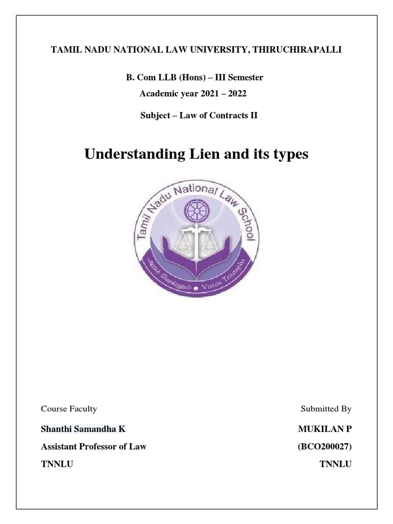 (BCO200027) Understanding Lien and Its Types | Download Free PDF | Lien ...