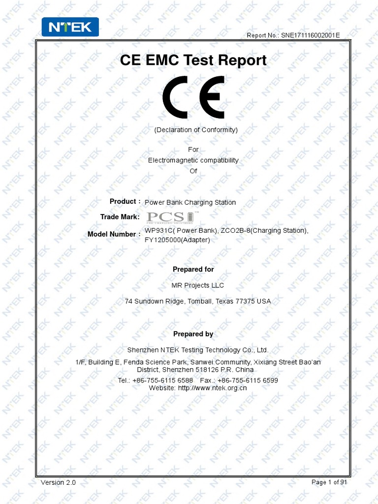CE EMC Test Report: Product Trade Mark: Model Number | PDF | Battery ...