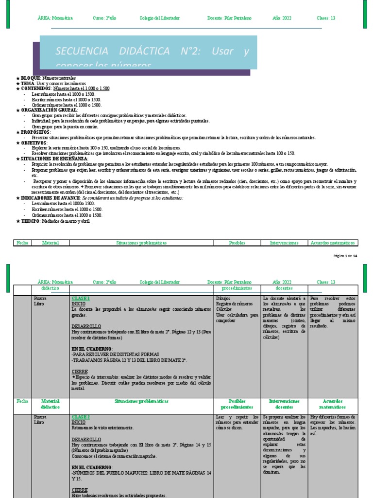 Secuencia Didáctica 2-Números Hasta 1000 | PDF | Salón de clases ...