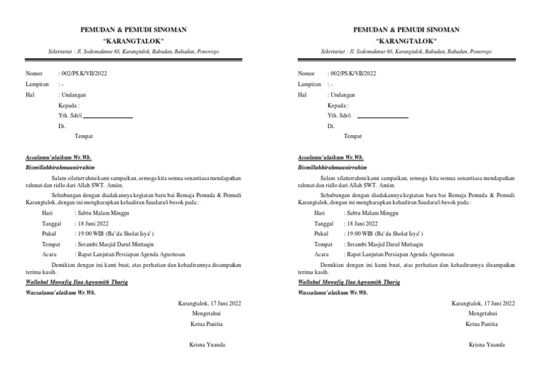Undangan Pemuda | PDF