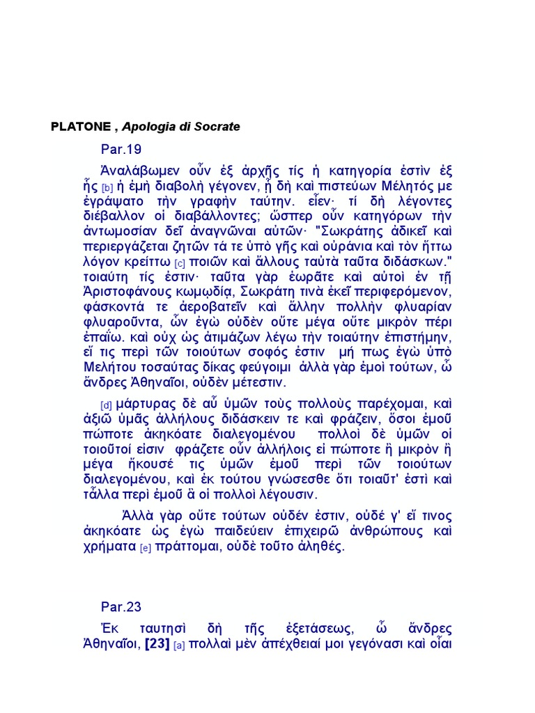 Apologia Di Socrate Platone | PDF