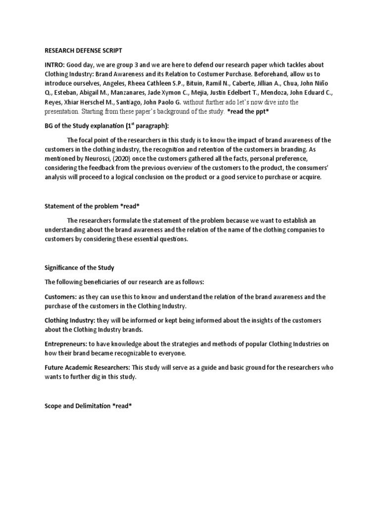 Research Defense Script | PDF