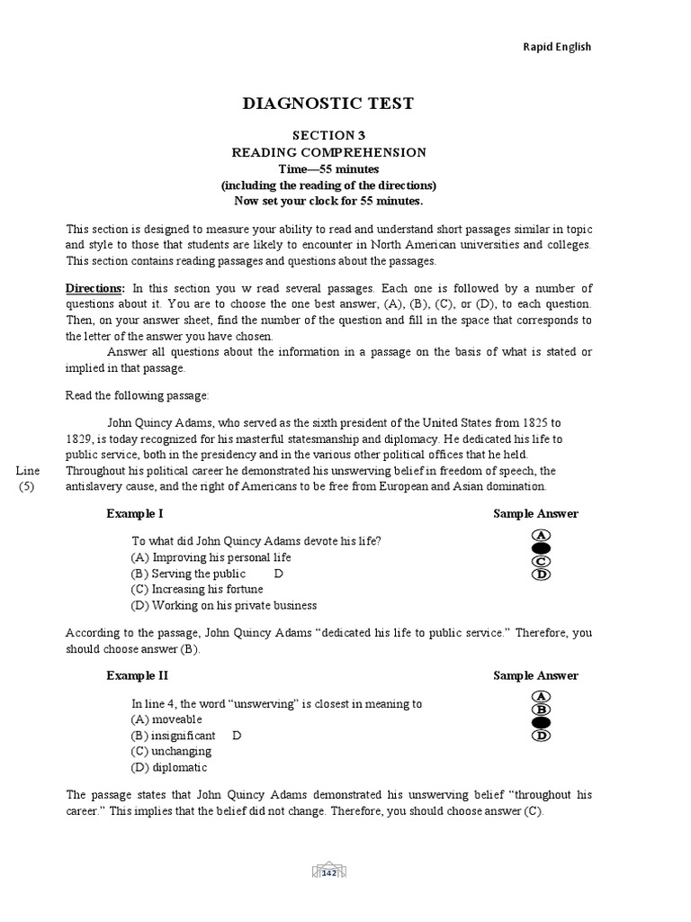 Diagnostic Test: Section 3 Reading Comprehension | PDF | Mountains ...