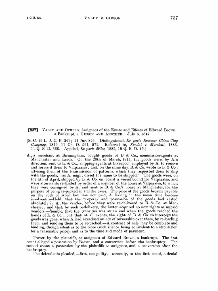 Valpy and Others, Assignees of The Estate and Effects of Edward Brown ...