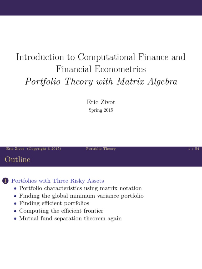 Introduction To Computational Finance and Financial Econometrics | PDF ...