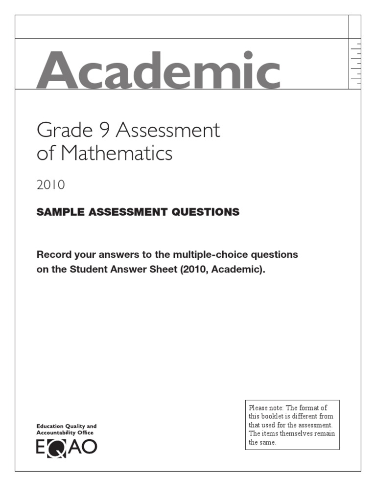 Grade 9 Math EQAO | Multiple Choice | Slope