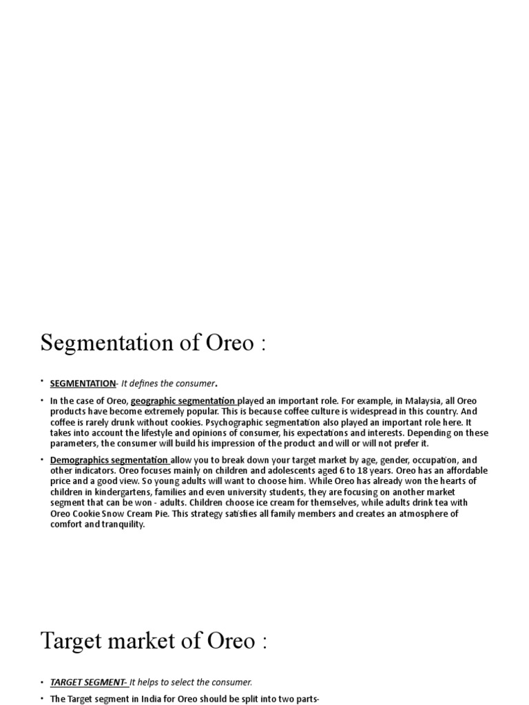 Oreo | PDF | Market Segmentation | Market (Economics)