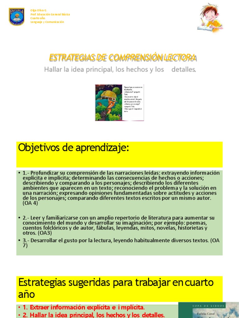Estrategias de Comprension Lectora Hallar La Idea Pnrincipal Los Hechos ...