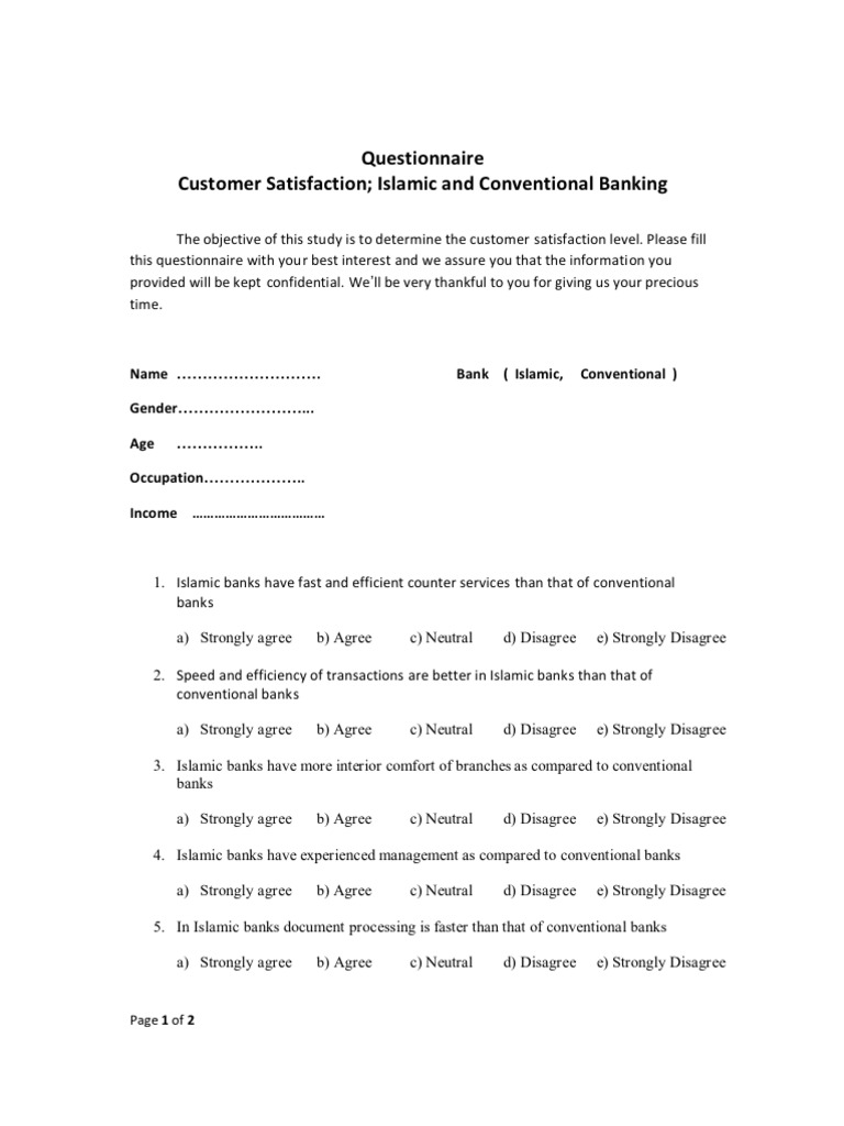 Islamic vs Conventional Banking Customer Satisfaction Survey | PDF