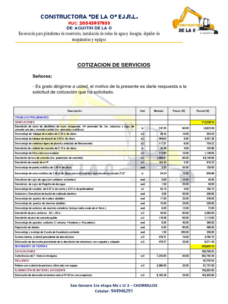 Cotizacion de Servicio.. | PDF | Elementos arquitectónicos ...