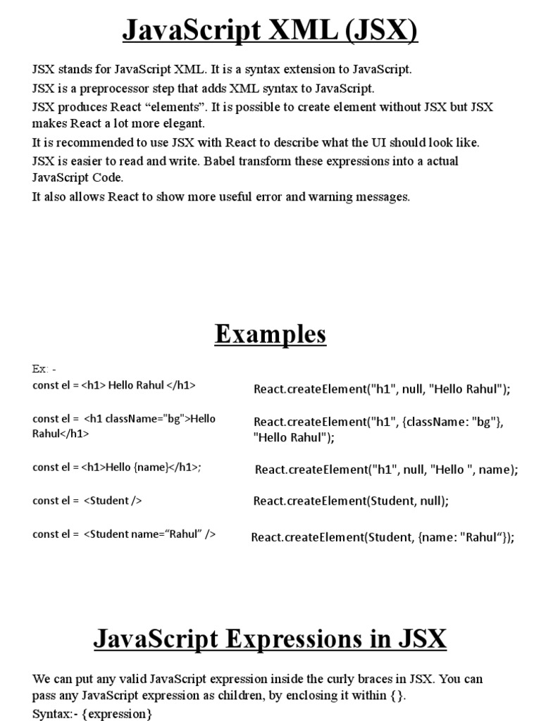 JSX | PDF | Java Script | Programming Paradigms JSX | PDF | Java Script | Programming Paradigms
