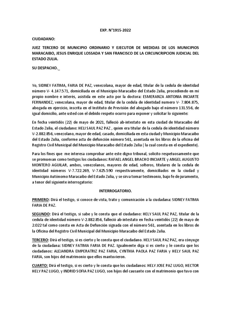 Testimonio De Testigo Pdf Instituciones Sociales Gobierno