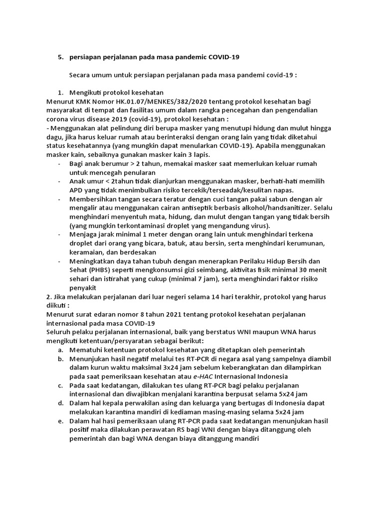 Persiapan Perjalanan Pada Masa Pandemi Covid 19 Pdf