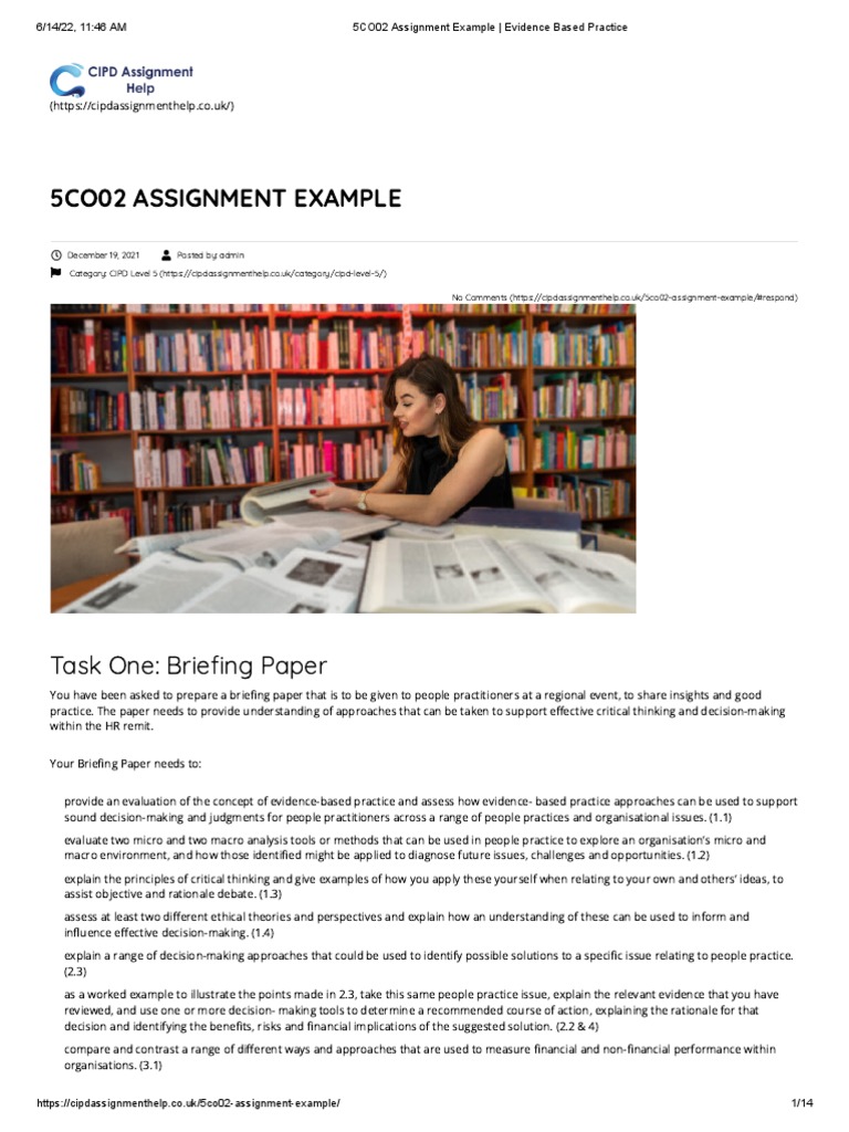 5CO02 Assignment Example - Evidence Based Practice | PDF | Decision Making | Critical Thinking