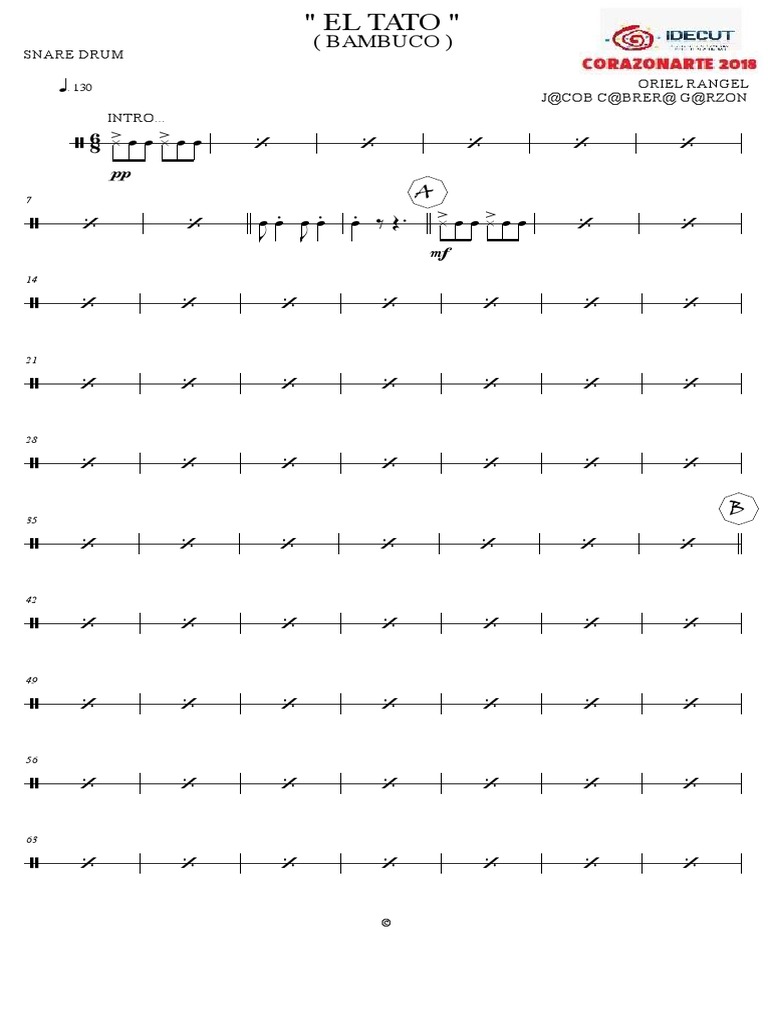 El Tato - Bambuco - Snare Drum | PDF