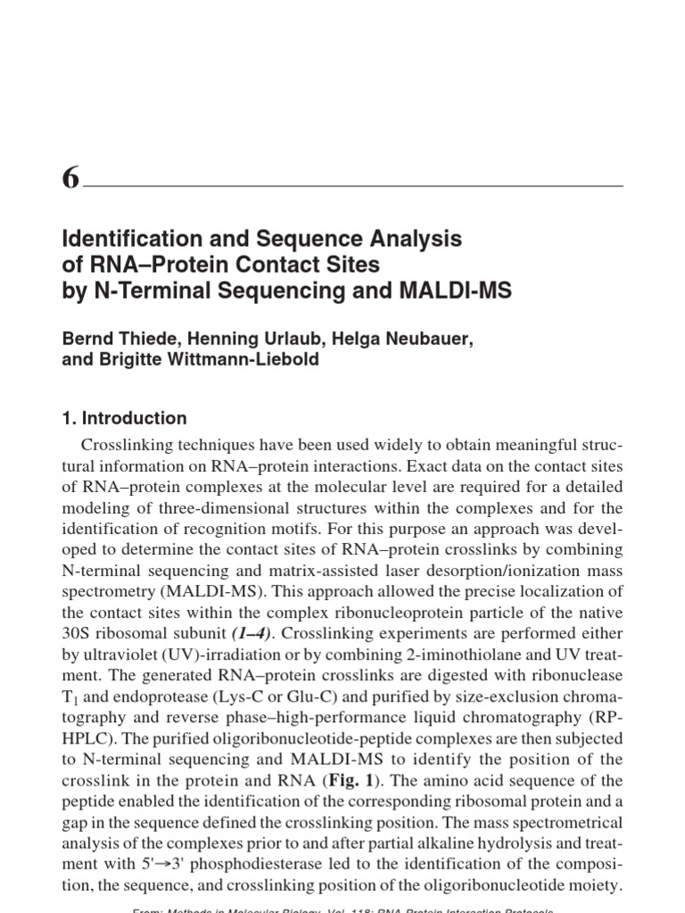 Identification and Sequence Analysis of RNA-Protein Contact Sites by N ...