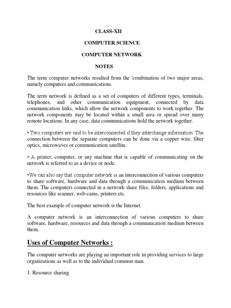 Uses of Computer Networks | PDF | Computer Network | Network Topology