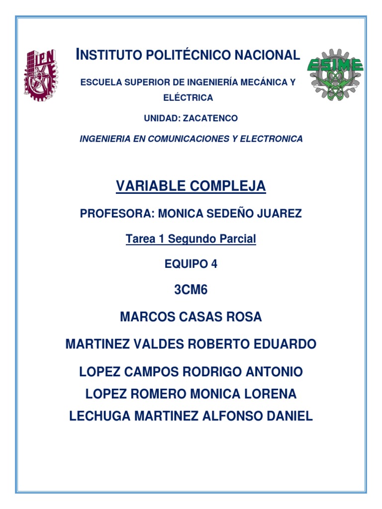 Tarea 1 Segundo Parcial Variable Compleja | PDF