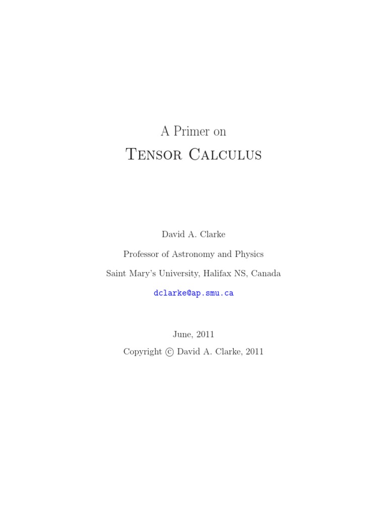 A Primer On Tensor Calculus | PDF | Tensor | Euclidean Vector