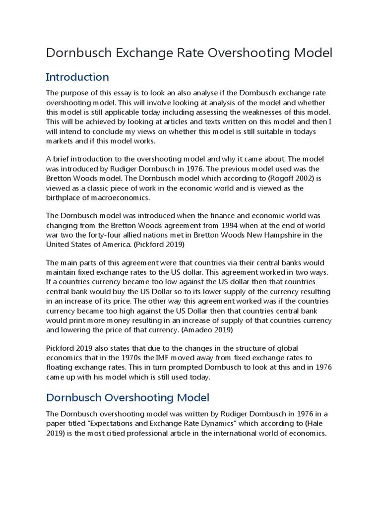 Dornbusch Exchange Rate Overshooting Model Explained | PDF | Exchange ...