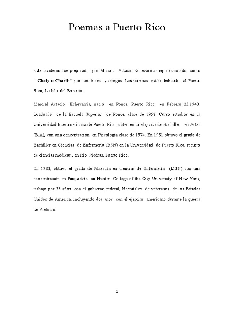 Poemas Cortos a Puerto Rico | PDF | Puerto Rico | Amor