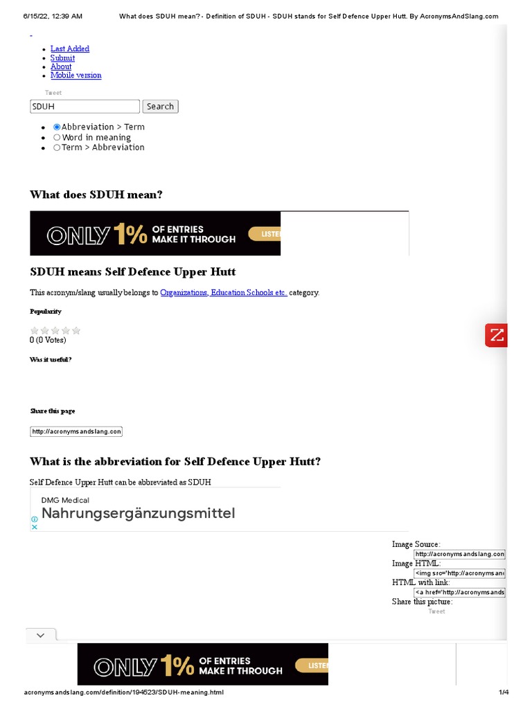 What Does SDUH Mean - Definition of SDUH - SDUH Stands For Self Defence ...