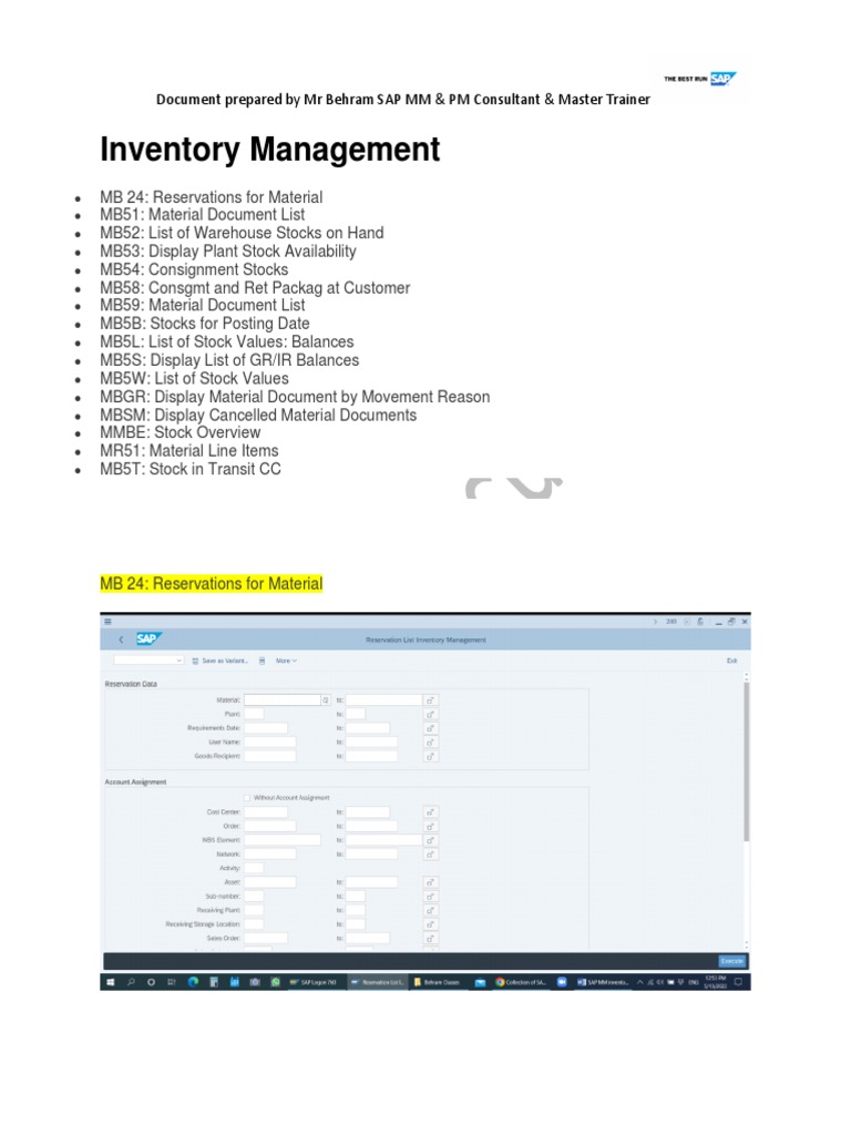 SAP MM Inventory Management Overview | PDF | Trade | Management Accounting