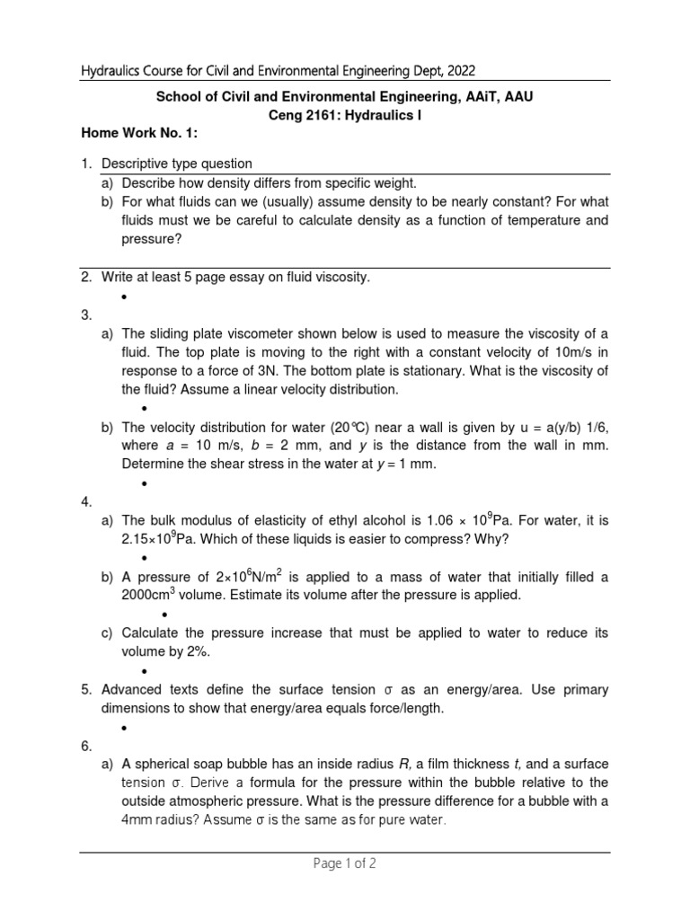 School of Civil and Environmental Engineering, Aait, Aau Ceng 2161 ...