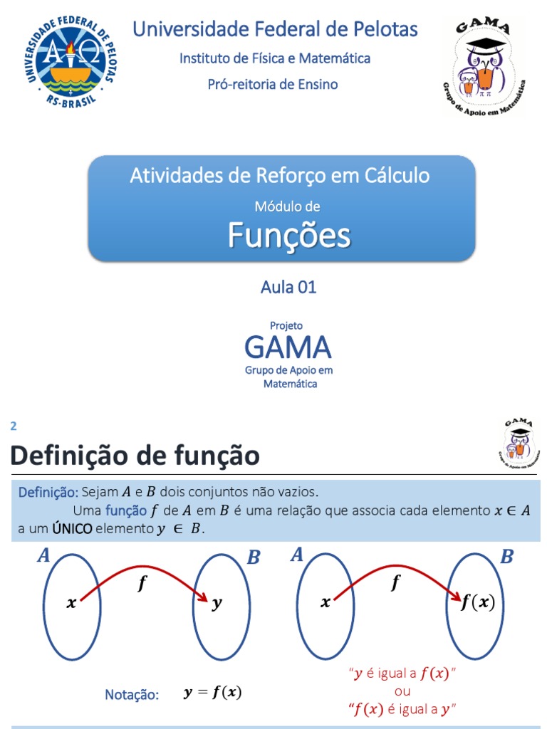 Funcoes GAMA 2020 1-2-1 | PDF | Função (Matemática) | Conjunto (Matemática)