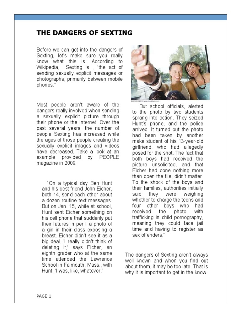 The Dangers Of Sexting Pdf Communication