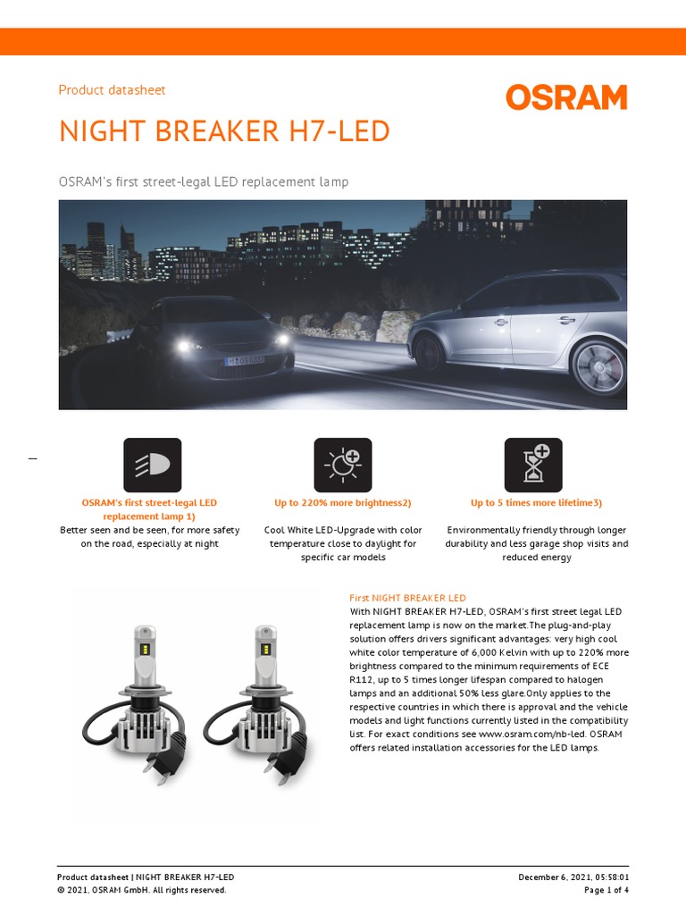 Night Breaker H7-Led: OSRAM's First Street-Legal LED Replacement Lamp ...