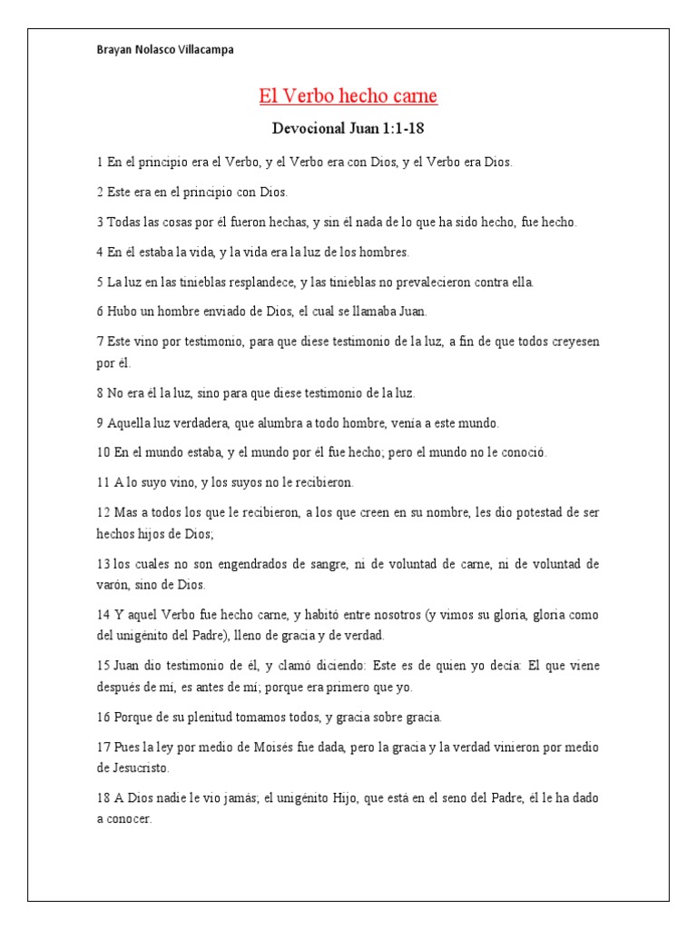 El Verbo Hecho Carne: Reflexiones de Juan | PDF | Jesús | Dios