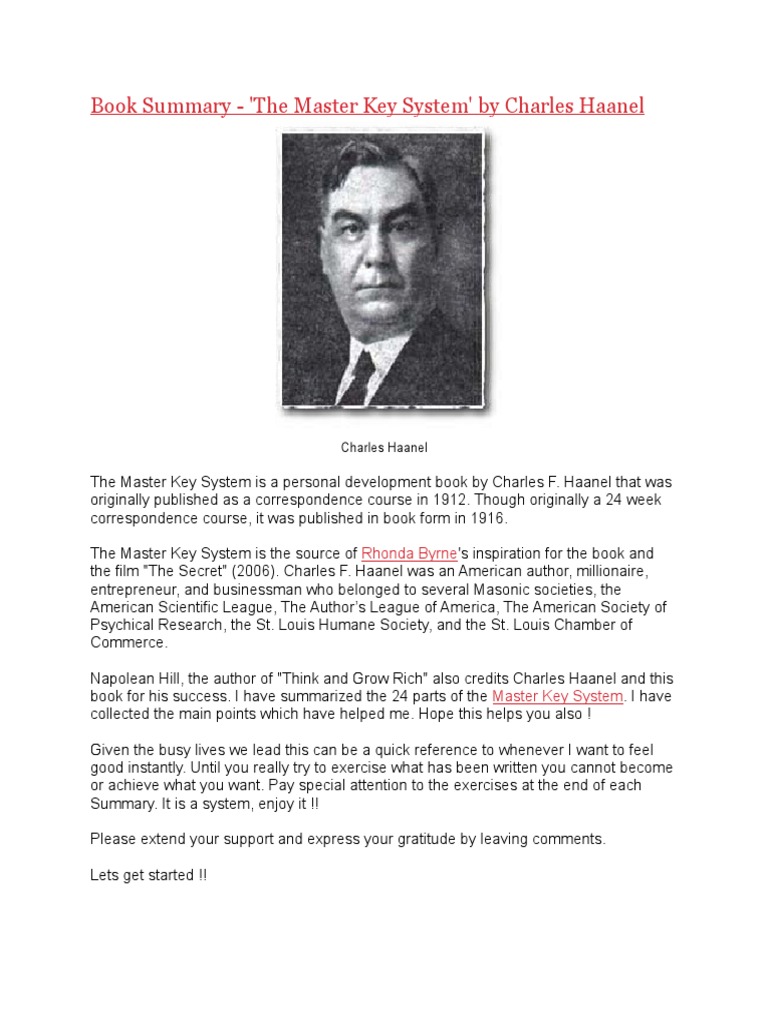 Master Key System (Summary) | PDF | Thought | Imagination