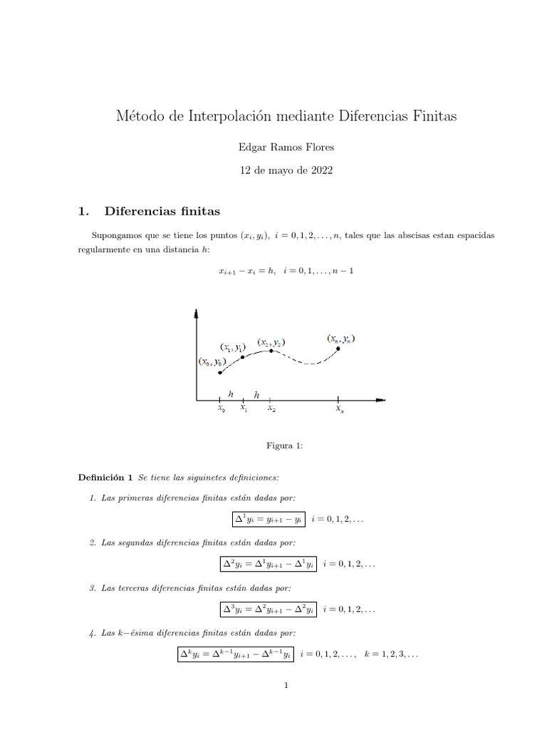 M Etodo de Interpolaci On Mediante Diferencias Finitas | PDF | Análisis ...