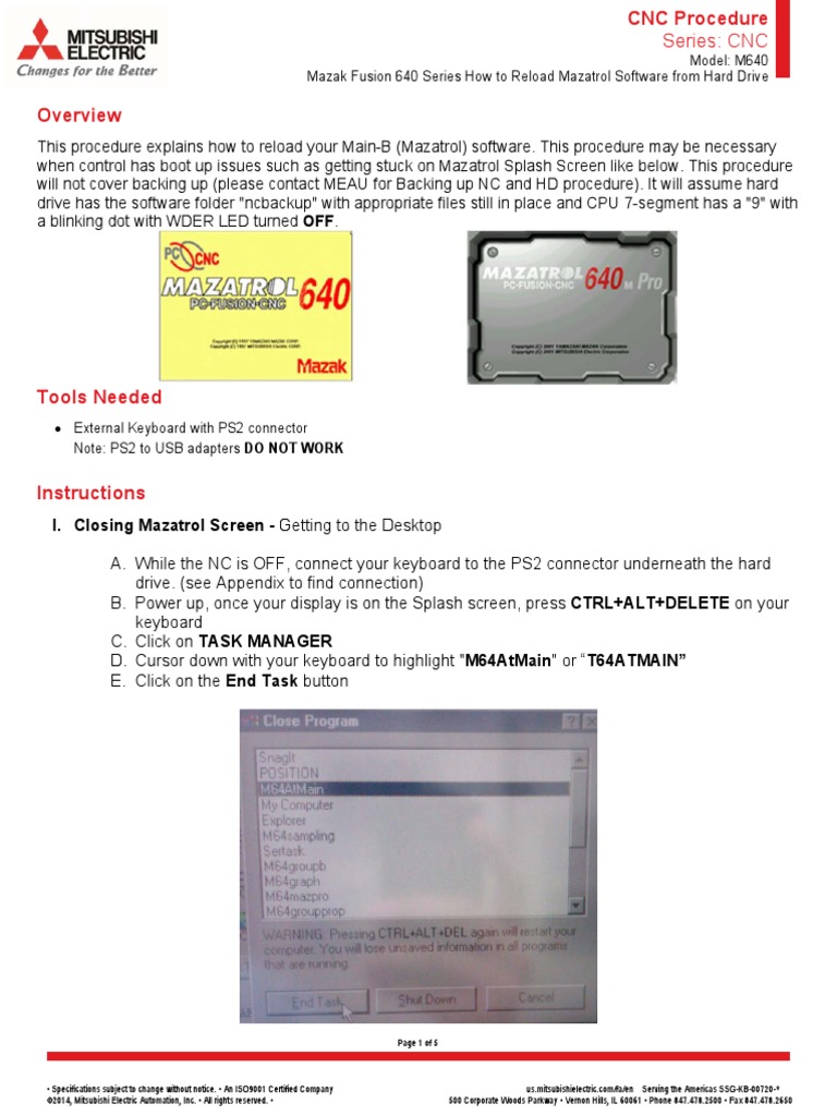 Mazak Fusion 640 Series How To Reload Mazatrol Software From Hard Drive | PDF | Computer ...