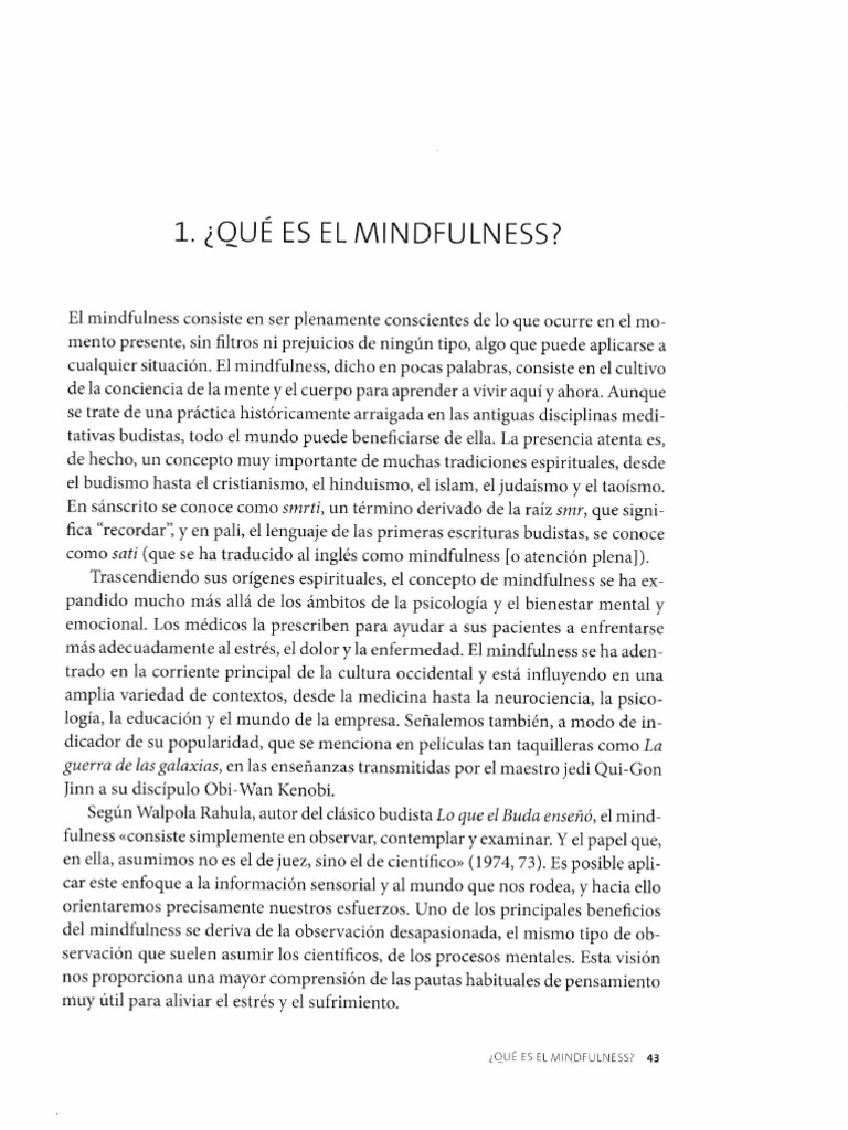 Cap 1 - Qué Es El Mindfulness | PDF | Mente | Atención plena